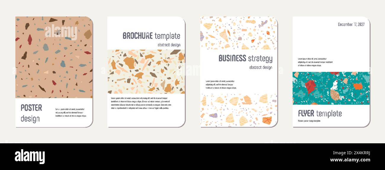 School notebook cover design. Terrazzo abstract background made of ...