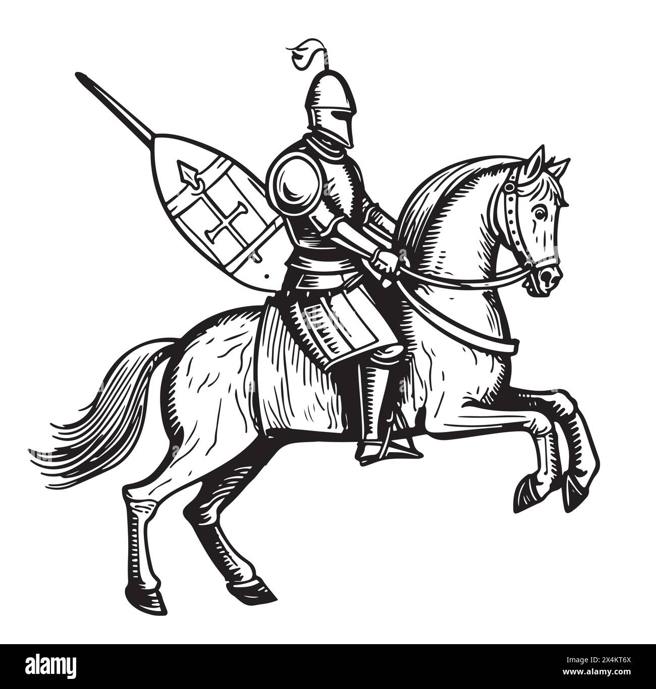Knight on horseback. Medieval heraldry symbol vector illustration Stock ...