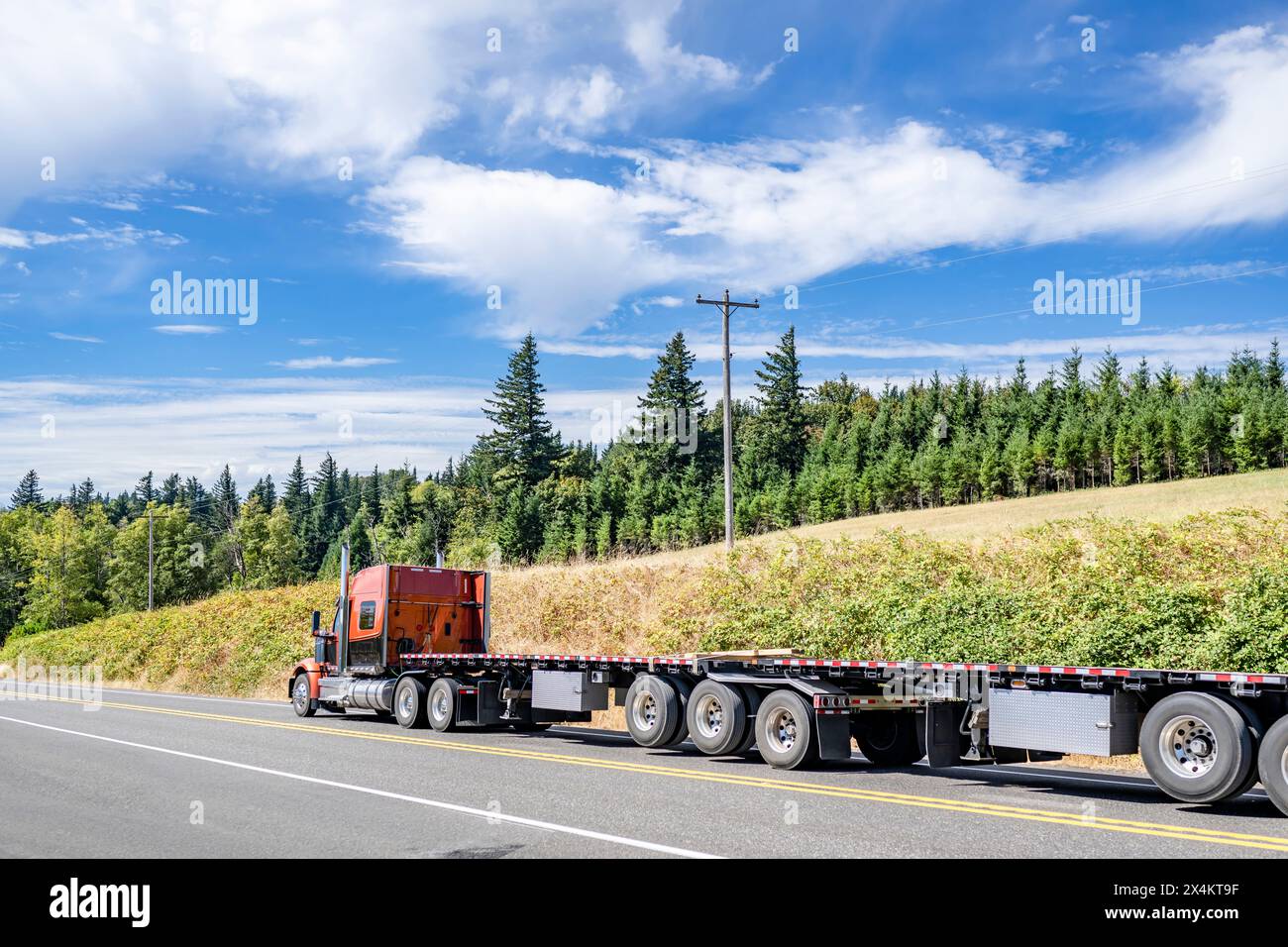 Industrial carrier orange big rig semi truck tractor with extended cab ...