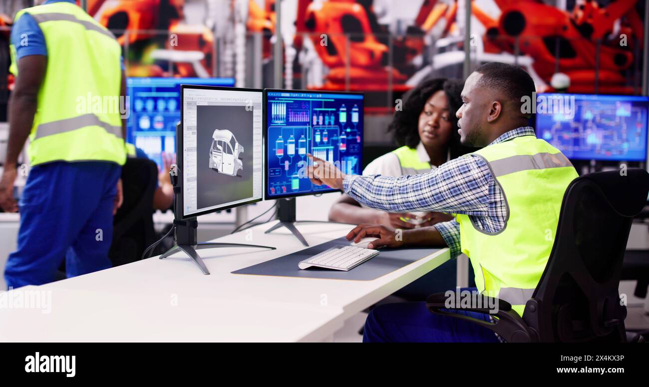 Engineer Operators Using Scada System At Industrial Plant Stock Photo ...