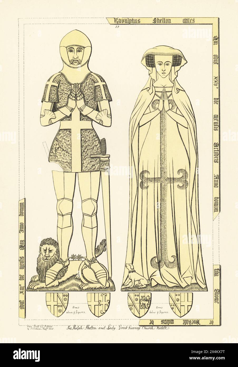 Sir Ralph Shelton, died 1423, and wife Alicia. Knight in plate armour ...
