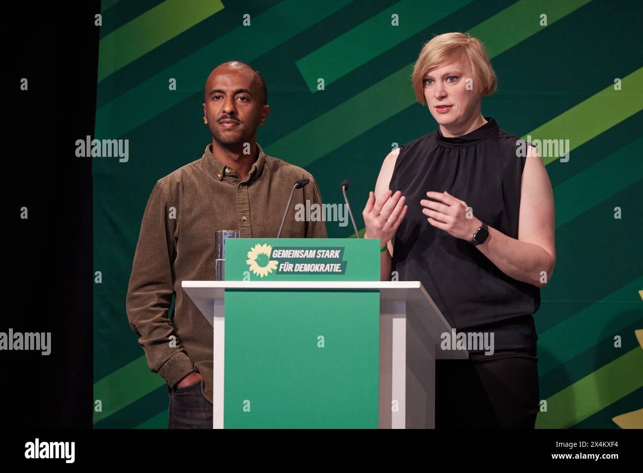 04 May 2024, Berlin: Philmon Ghirmai (l) and Nina Stahr, both state ...