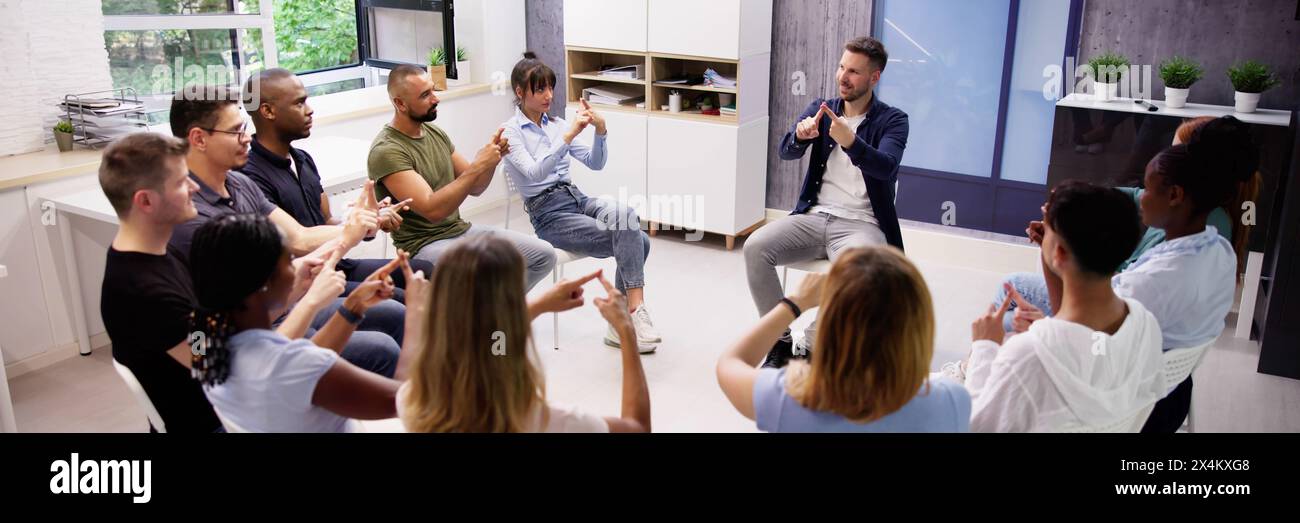 Diverse American Sign Language Class Course for Disability Stock Photo ...