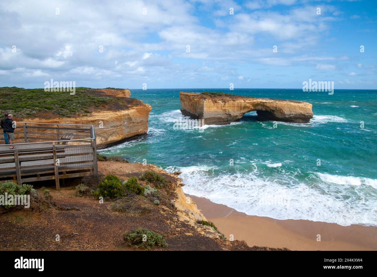 Port Campbell Australia, view of London bridge a natural arch. It is ...