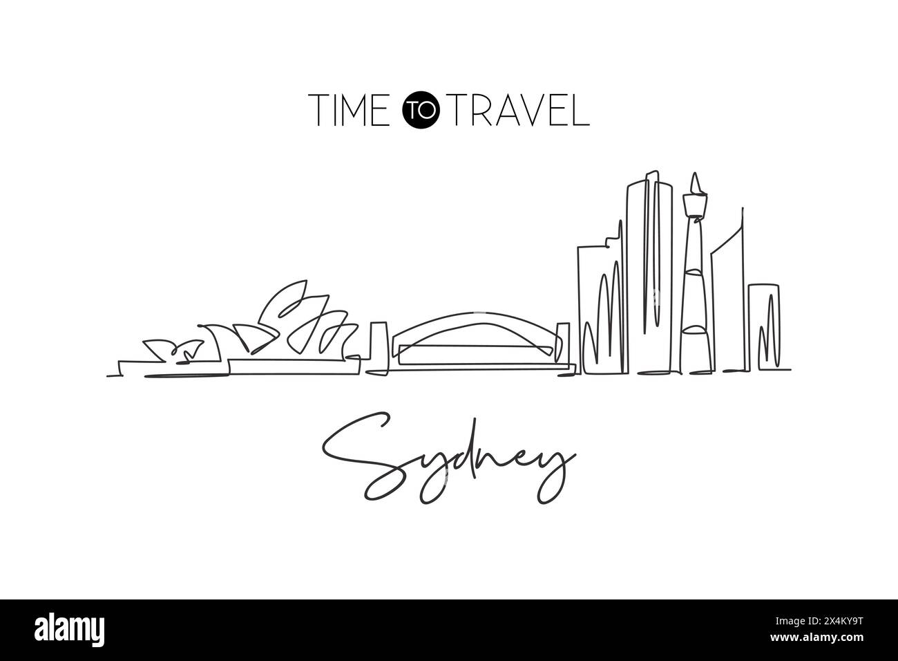 Single continuous line drawing of Sydney city skyline, Australia ...