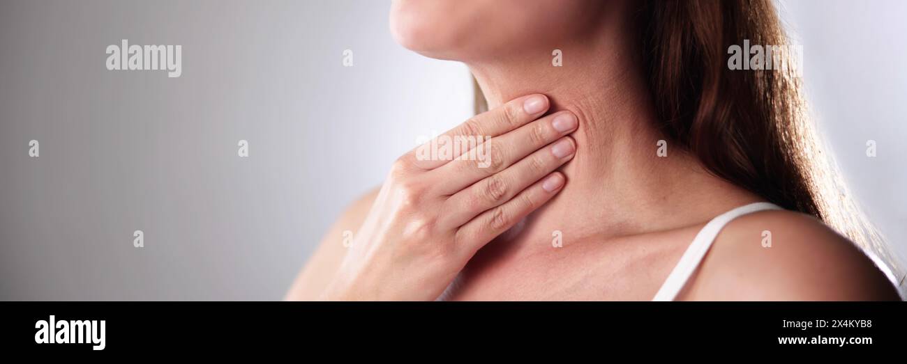 Woman undergoing thyroid gland cancer disease examination photo Stock ...