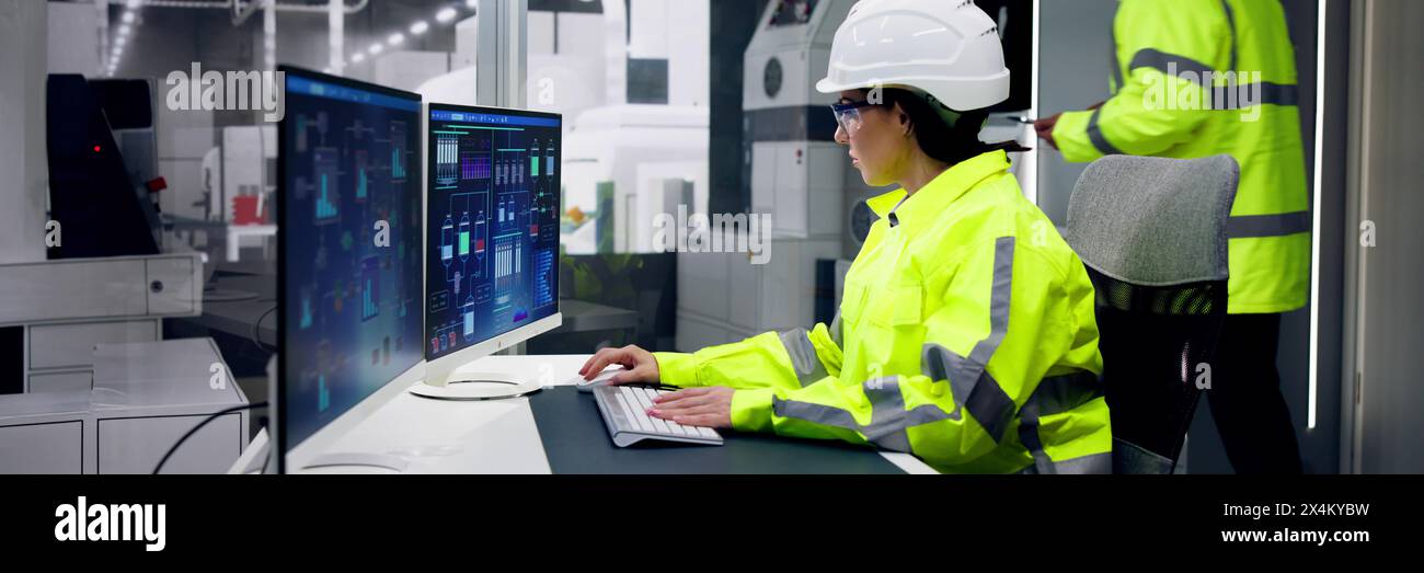 Man operates SCADA system with AI machine assistance Stock Photo - Alamy