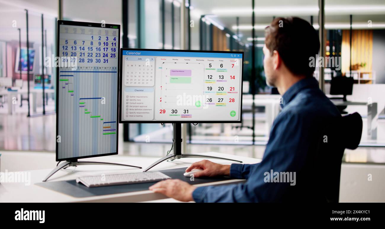 Employees Staff Schedule And Time Reports Or Computer In Cloud Stock ...