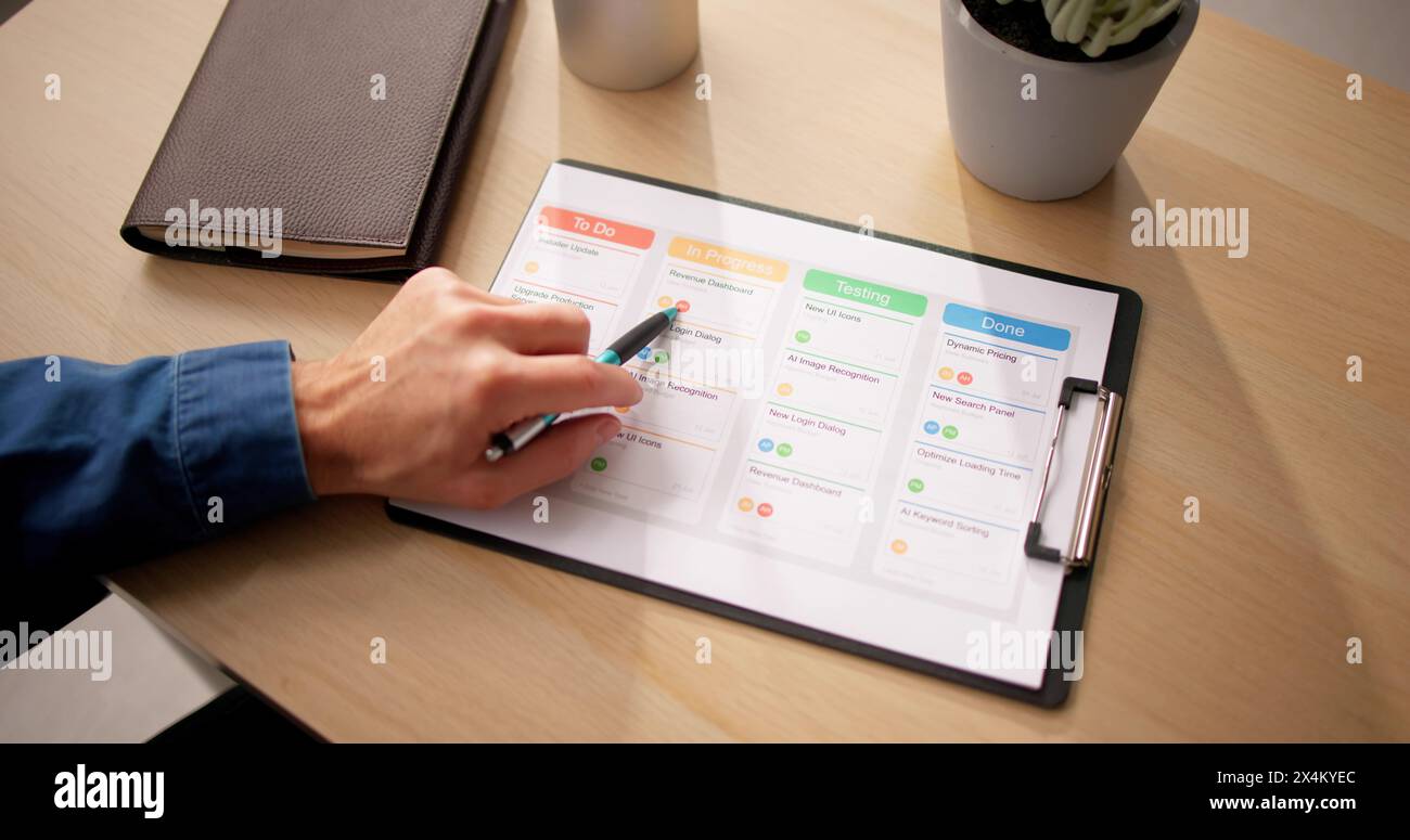 Agile Project Scrum Management At Desk. Kanban Project Scheduling Stock ...