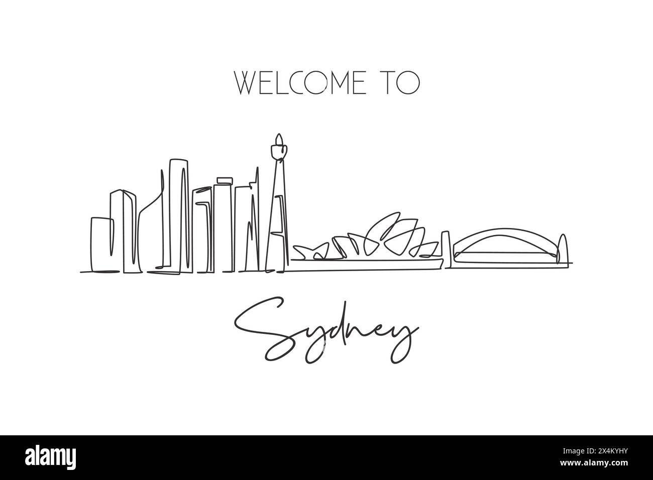 One continuous line drawing of Sydney city skyline, Australia ...