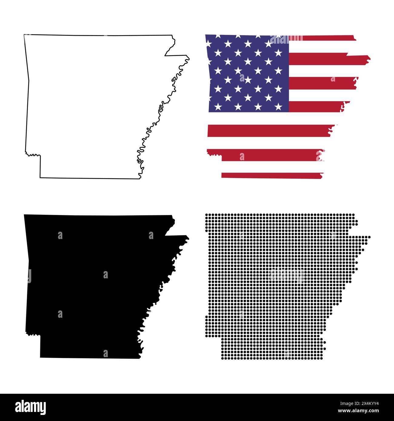 Set of Arkansas map, united states of america. Flat concept icon symbol ...