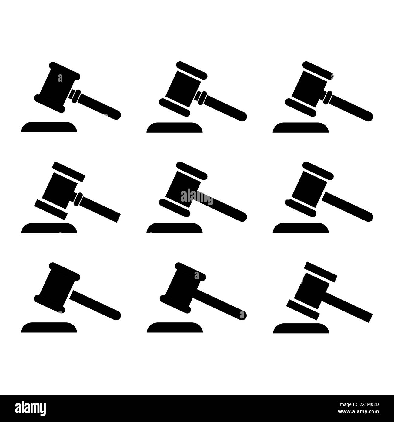 Set of Judge hammer icon, law auction symbol, justice sign vector ...