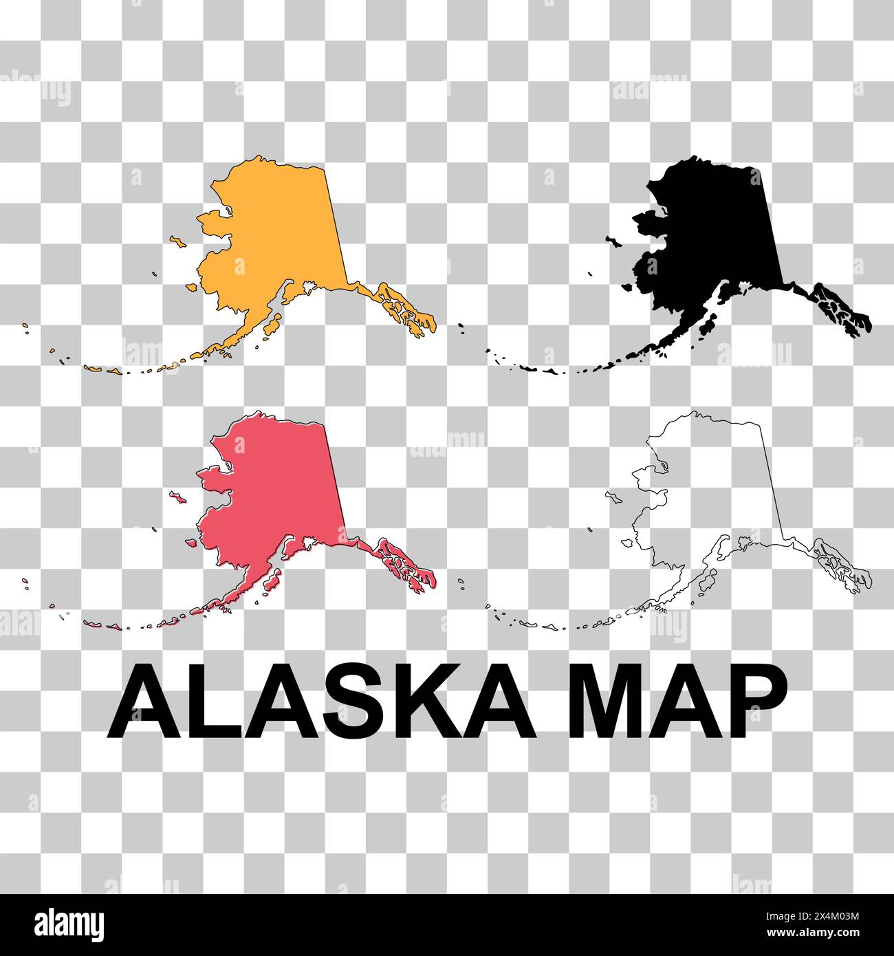 Set of Alaska map, united states of america. Flat concept icon vector ...