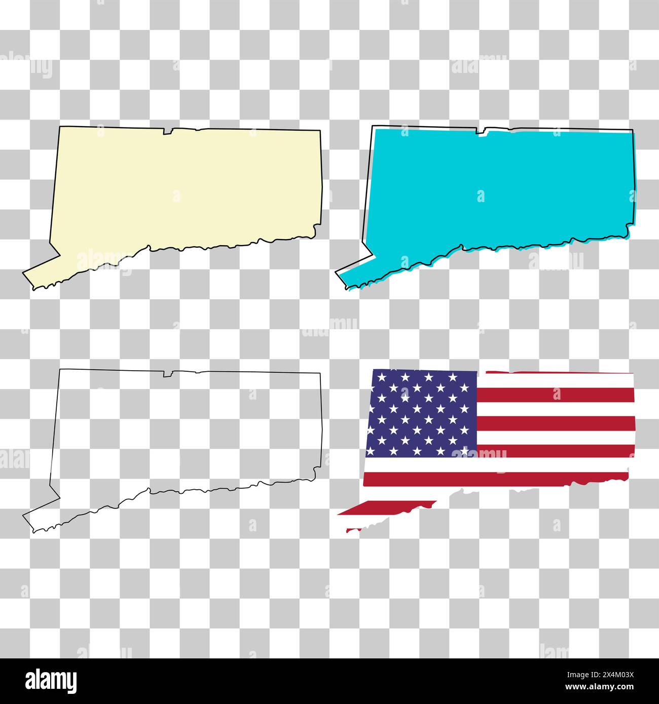 Set of Connecticut map, united states of america. Flat concept icon ...
