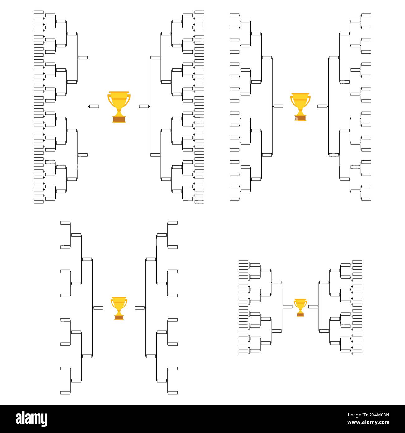 Set of Bracket sport tournament, blank elimination event sign, playoff ...