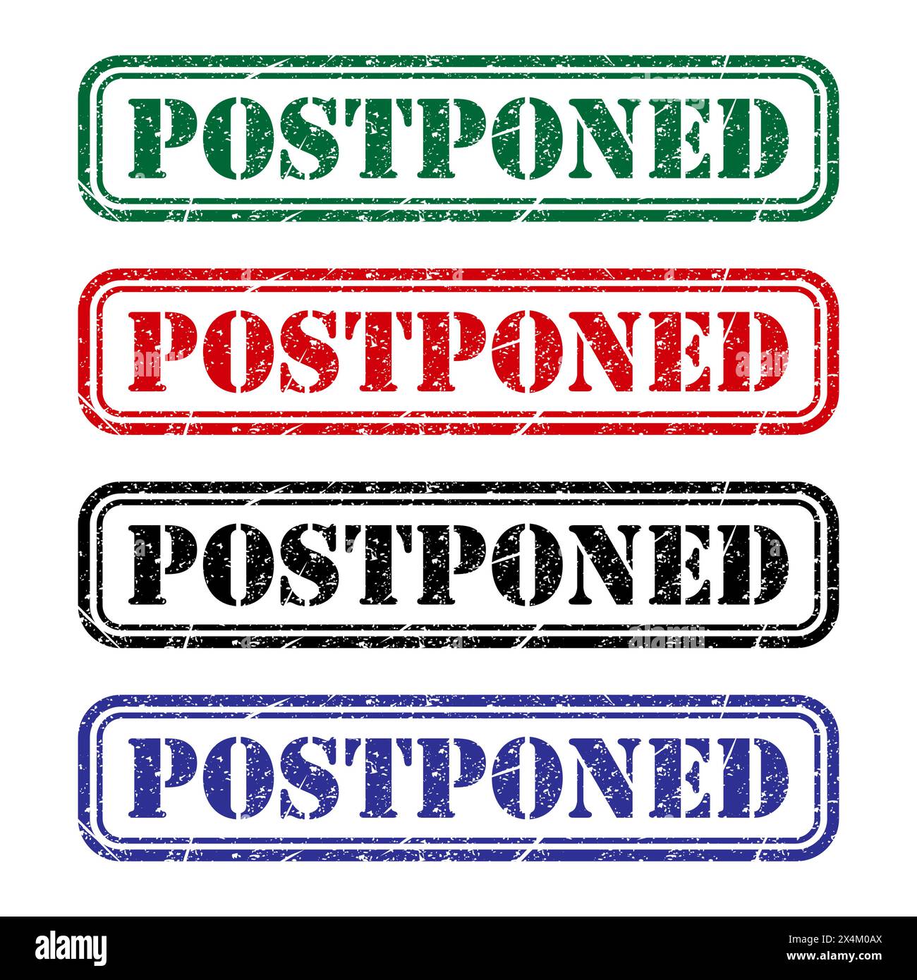 Set of Postponed stamp symbol, label sticker sign button, text banner ...