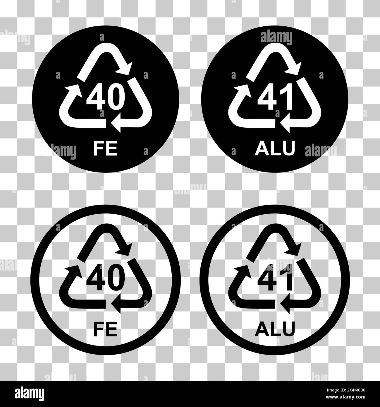 Set of Metals symbol, ecology recycling sign isolated on white background. Package waste icon ...