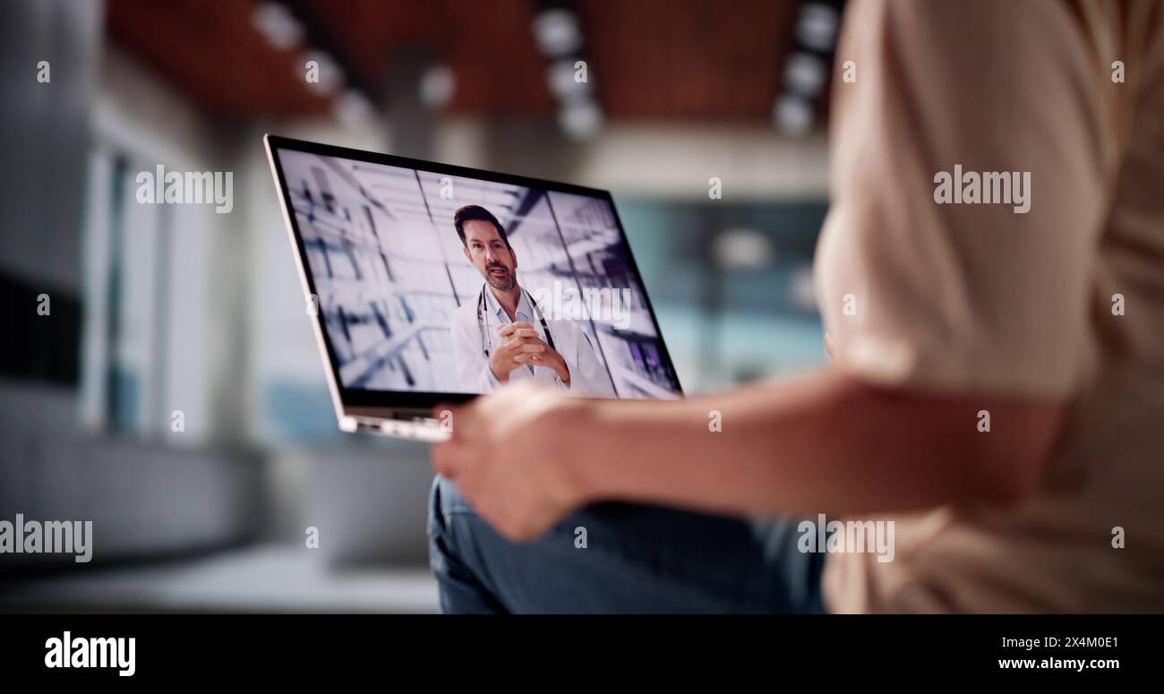 Video Conference Doctor Telemedicine Consult Call Or Webinar Stock ...