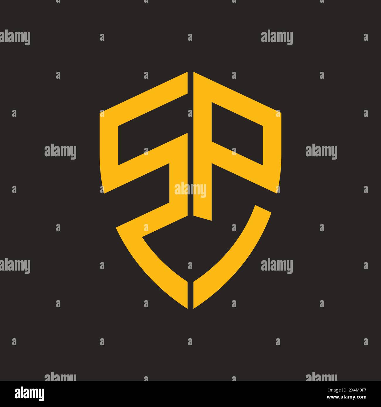 SP letter logo in shield shape, vector design symbol template Stock ...