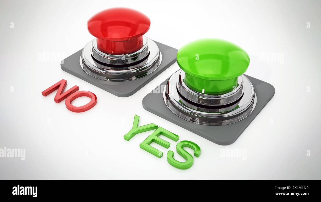 3d illustration yes no buttons hi-res stock photography and images - Alamy