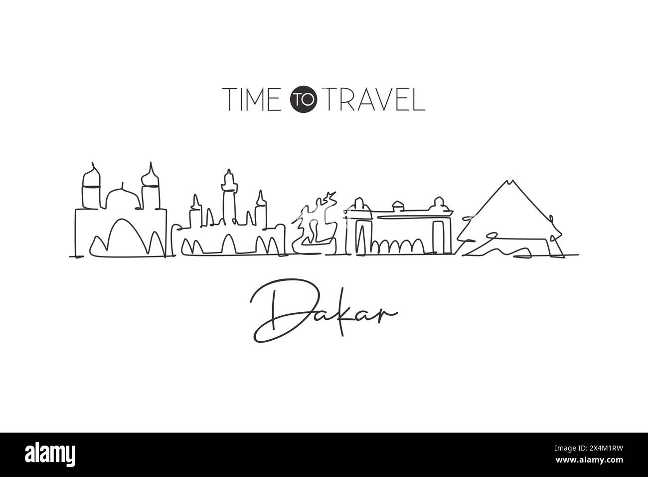 One continuous line drawing of Dakar city skyline, Senegal. Beautiful ...