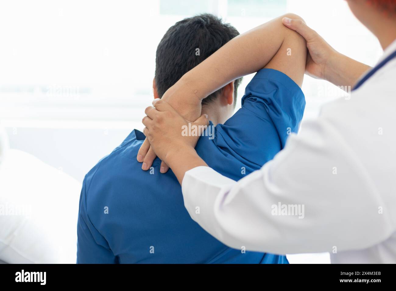 man was admitted for treatment of muscle pain in back of his shoulder ...