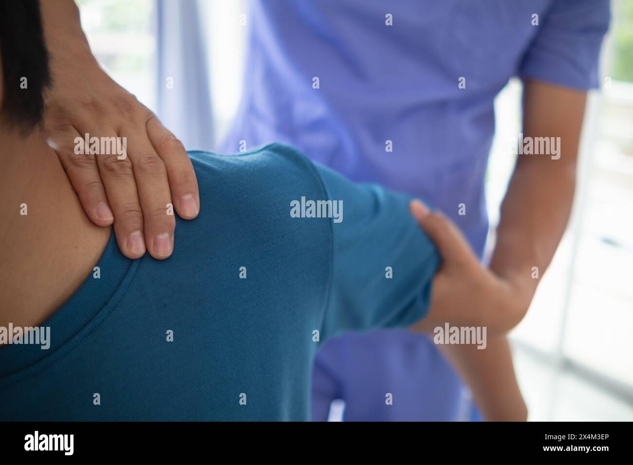 man was admitted for treatment of muscle pain in back of his shoulder ...