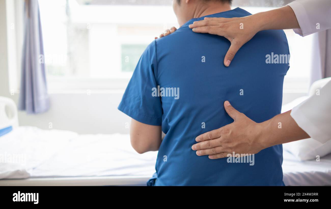 man was admitted for treatment of muscle pain in back of his shoulder ...