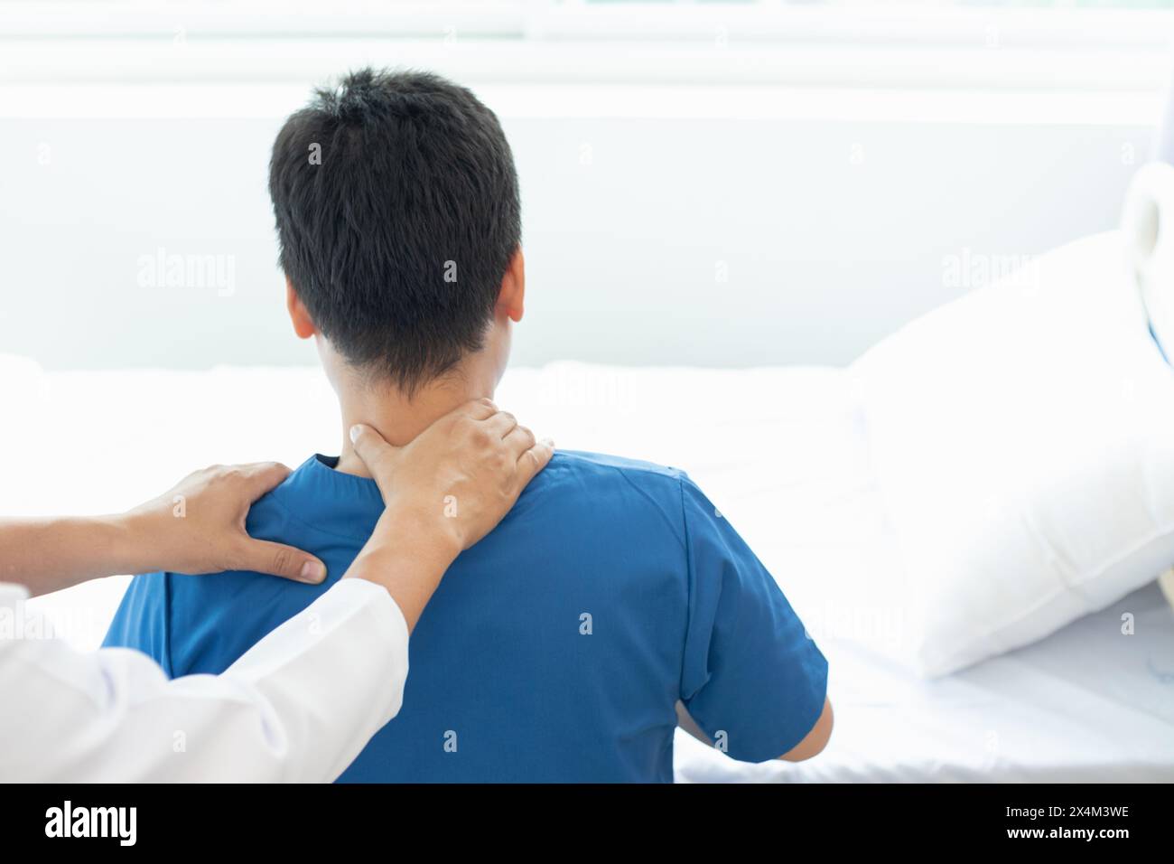 man was admitted for treatment of muscle pain in back of his shoulder ...