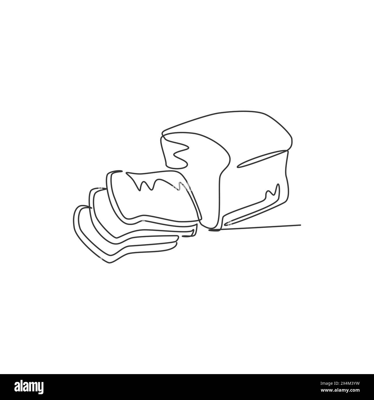 Single continuous line drawing of stylized online white bread shop logo ...