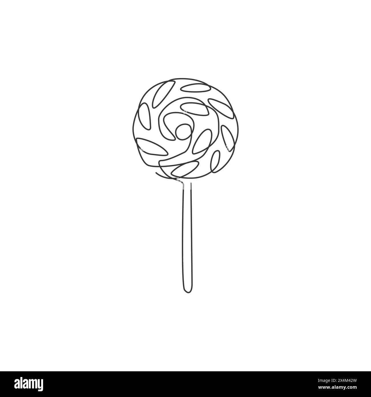 One single line drawing of fresh sweet online swirly lollipop shop logo ...