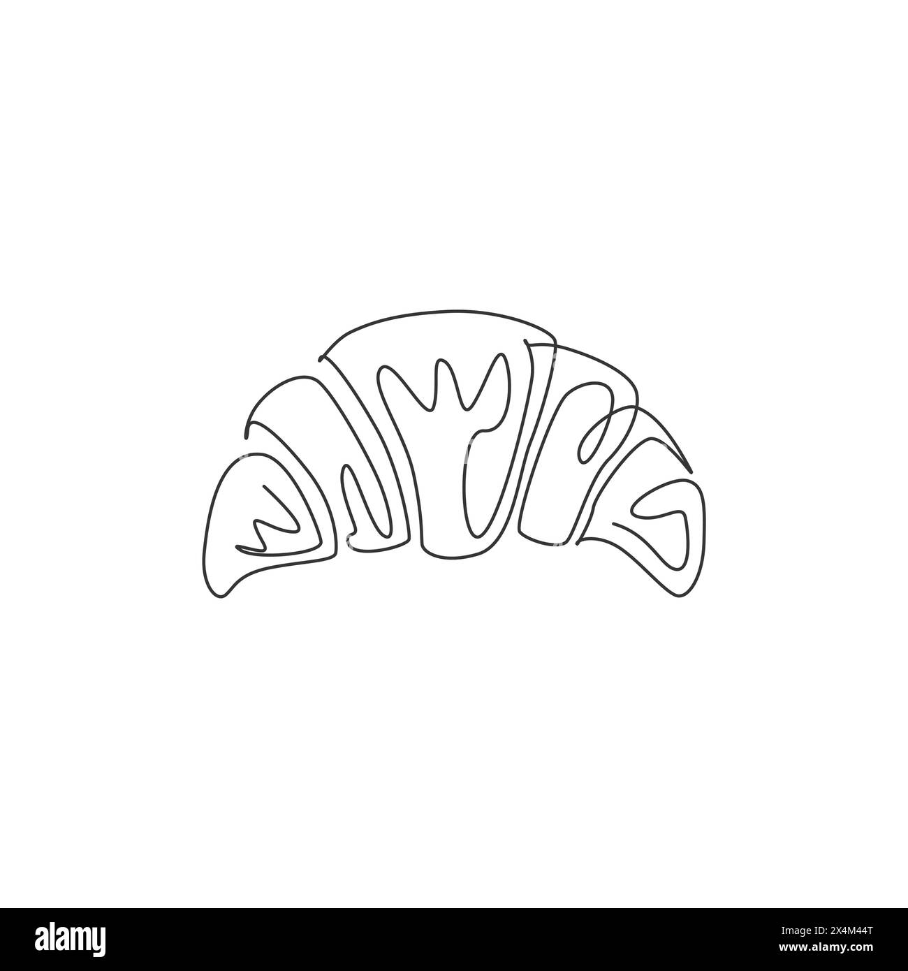 Single continuous line drawing of stylized sweet croissant shop logo ...