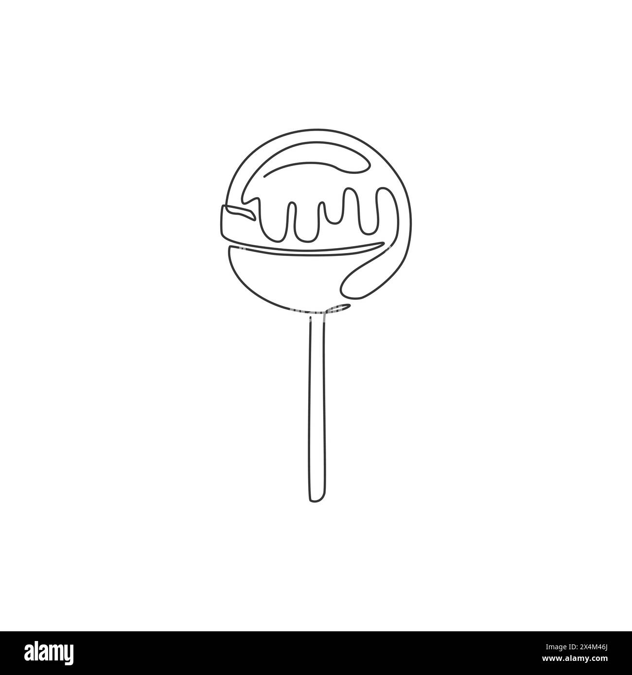 One continuous line drawing of sweet delicious online round lollipop ...