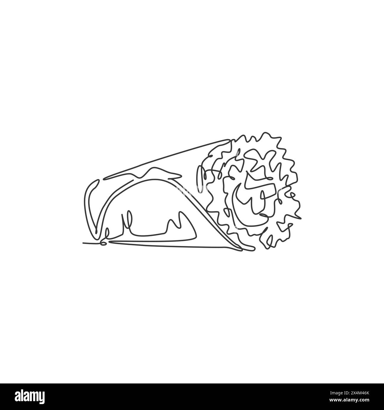 Single continuous line drawing of stylized Mexican burritos shop logo ...