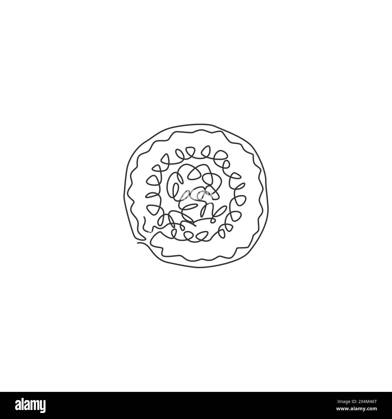 Single continuous line drawing of stylized fresh maki sushi bar logo ...