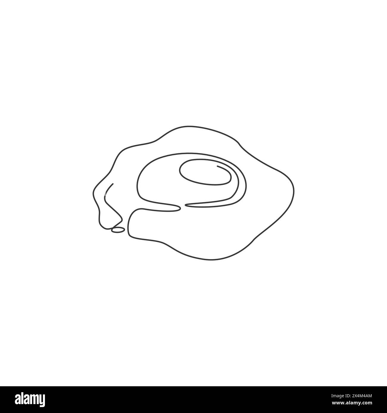 Single continuous line drawing of stylized healthy sunny side up egg ...