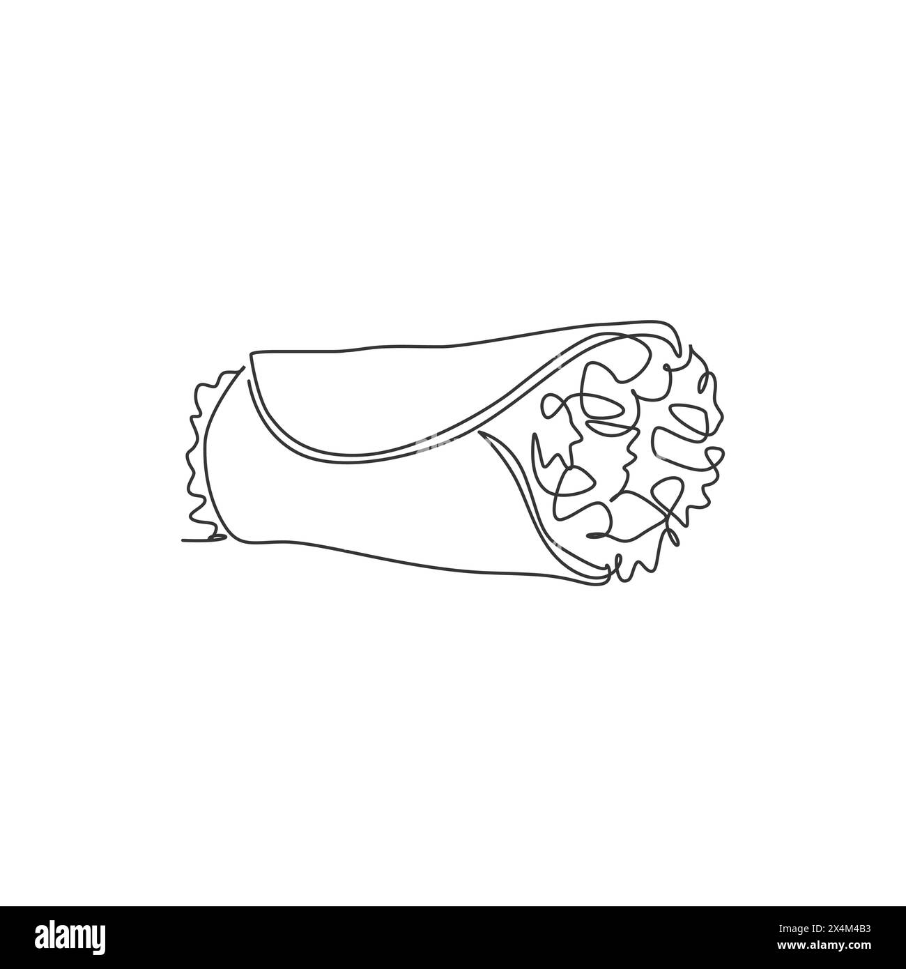 One single line drawing of fresh hot spicy online Mexican burritos shop ...