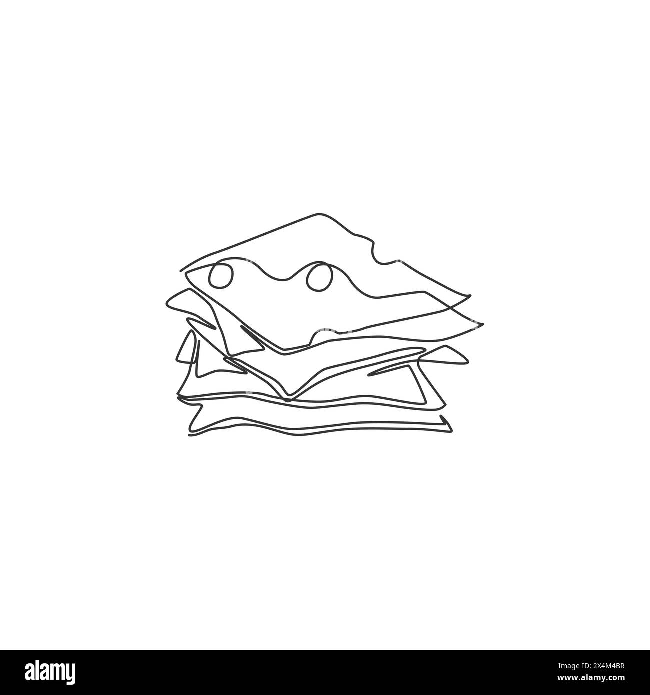 Single continuous line drawing stylized sliced Italian cheese logo ...