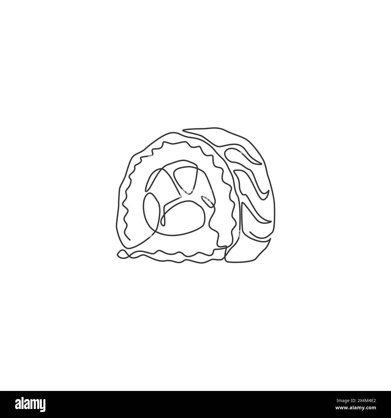 Single continuous line drawing of stylized Japanese maki sushi bar logo ...