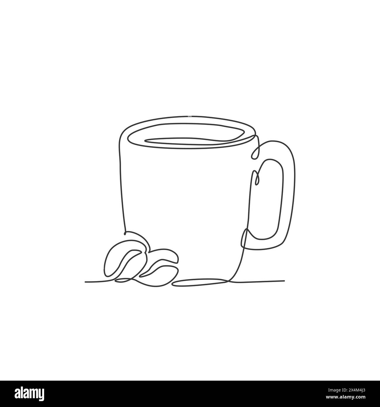 Single continuous line drawing of stylized mug of cappuccino coffee ...
