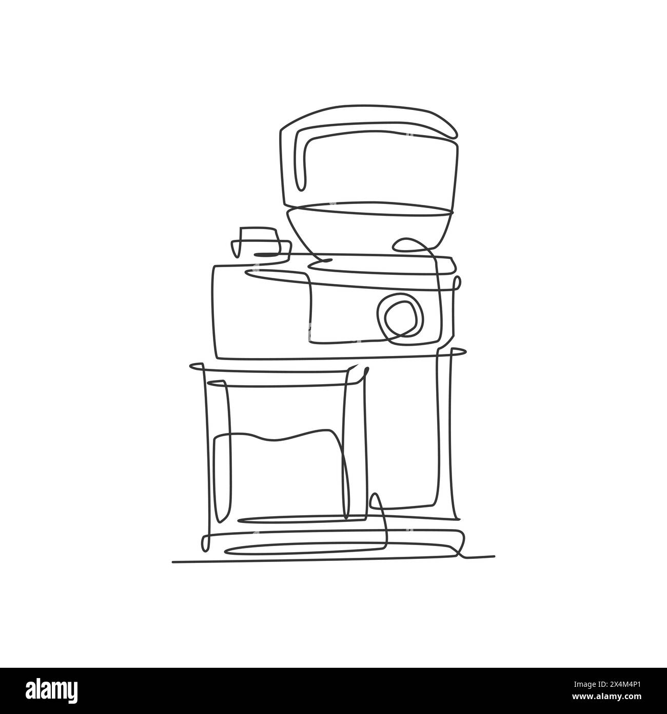 One single line drawing of modern electric coffee beans grinder machine ...