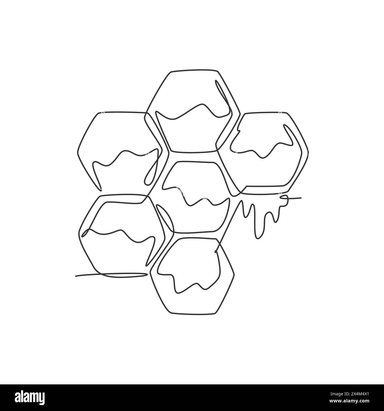 Single continuous line drawing of stylized bee hive with sweet honey ...