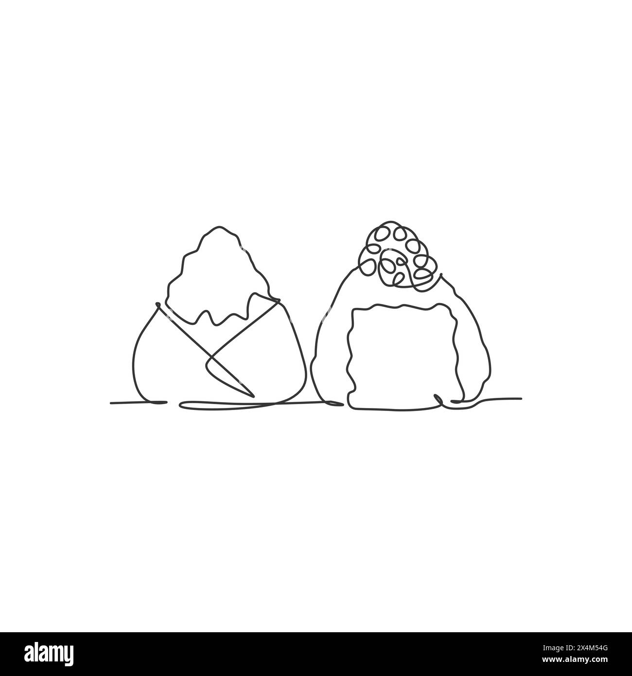 One single line drawing of fresh Japanese onigiri rice logo graphic ...