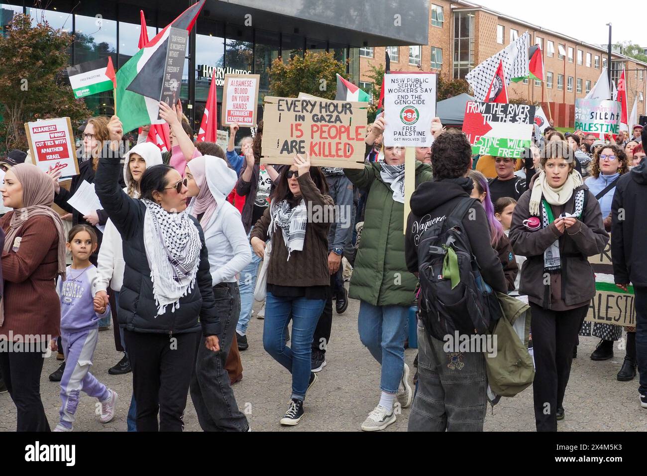 Canberra, Australia, 5 May 2024. Hundreds of pro-Palestinian protesters ...