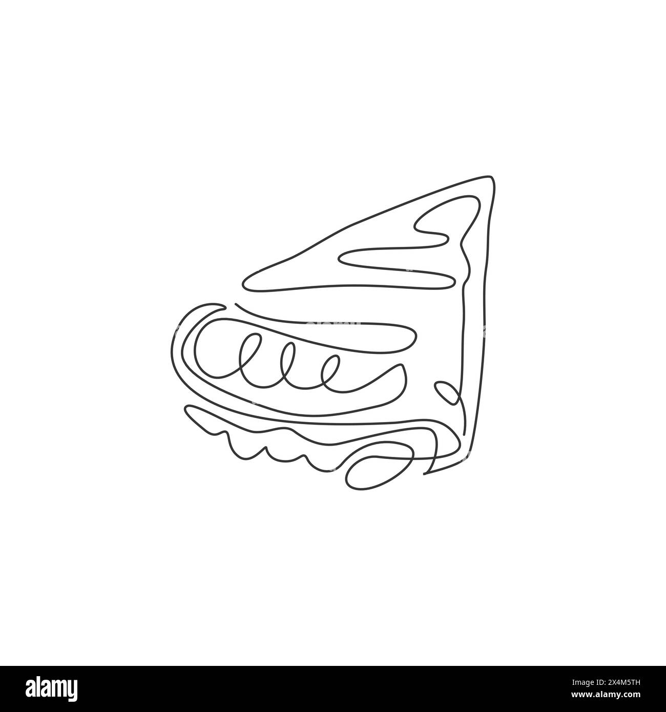 Single continuous line drawing of stylized crispy crepes with syrup ...