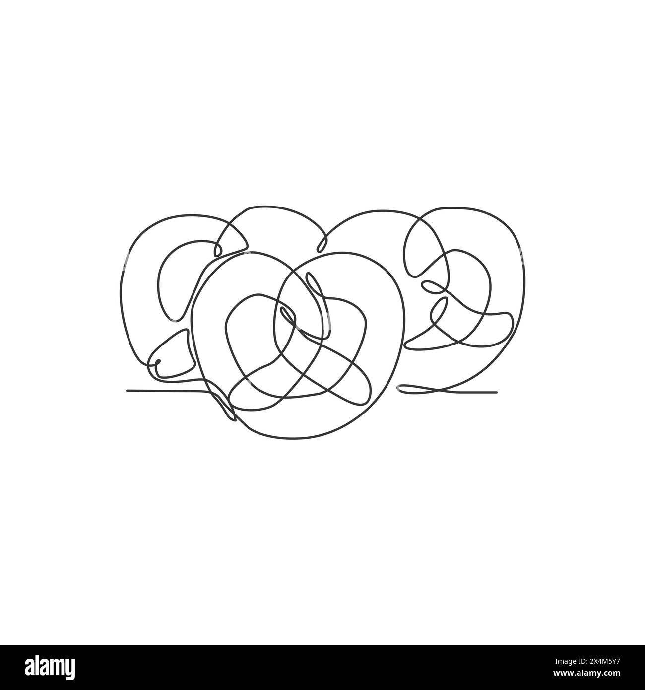 One single line drawing of fresh delicious Germany pretzel logo vector ...
