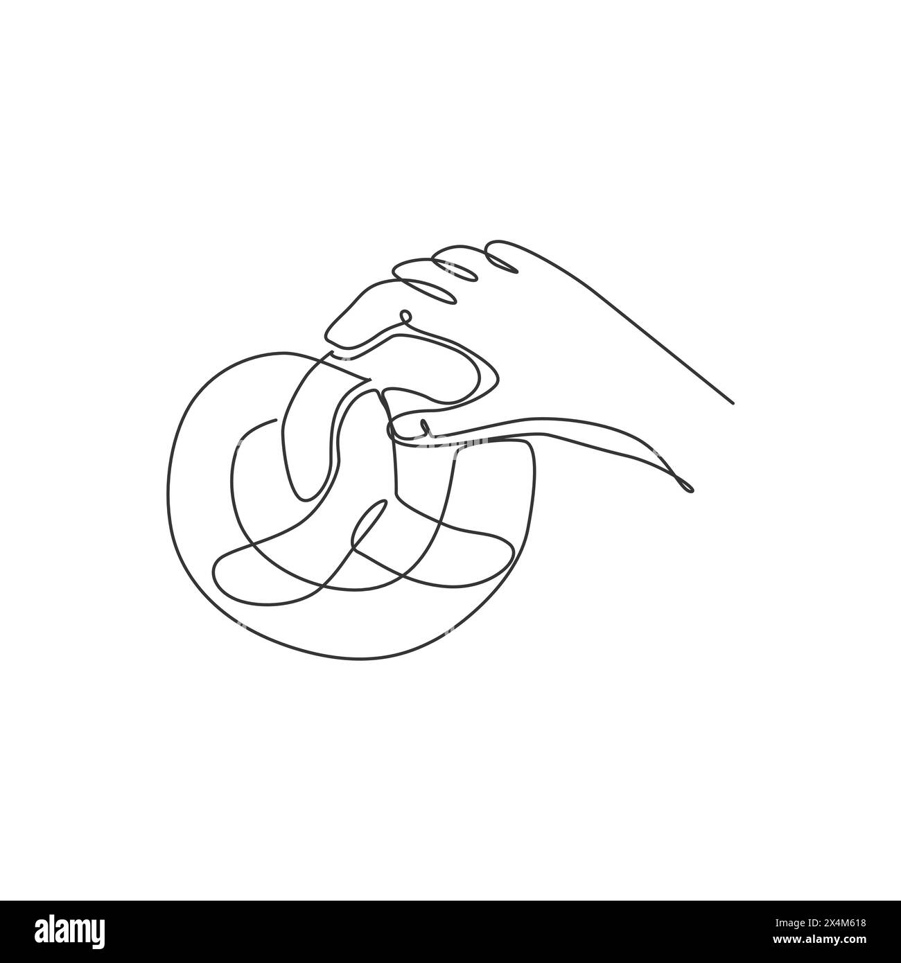 One continuous line drawing of fresh delicious Germany snack pretzel on ...