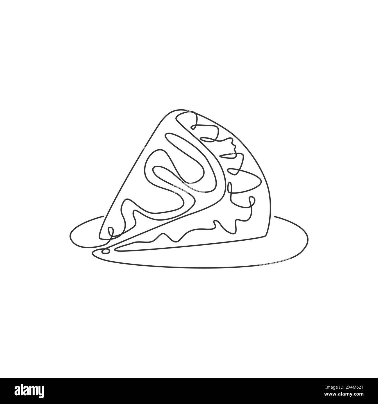 One continuous line drawing of fresh delicious crispy crepes restaurant ...