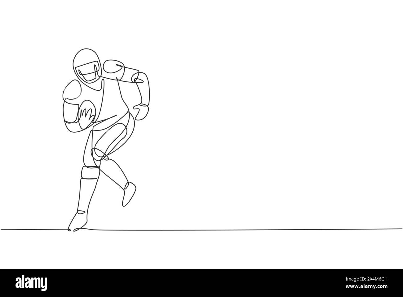 One single line drawing of young energetic american football player ...