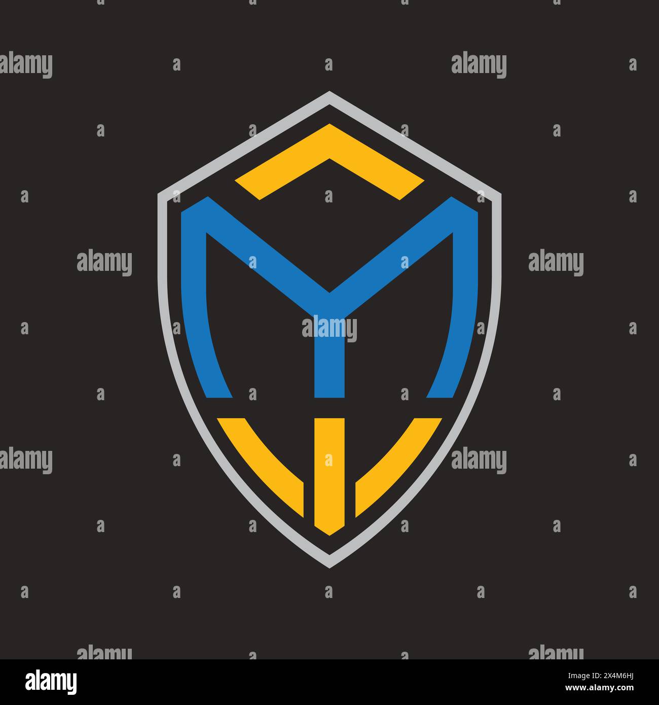 M letter logo in shield shape, vector design symbol template Stock ...